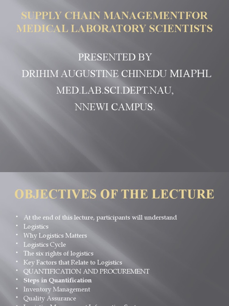Logistics System For Medical Laboratory Scientist | PDF | Logistics ...