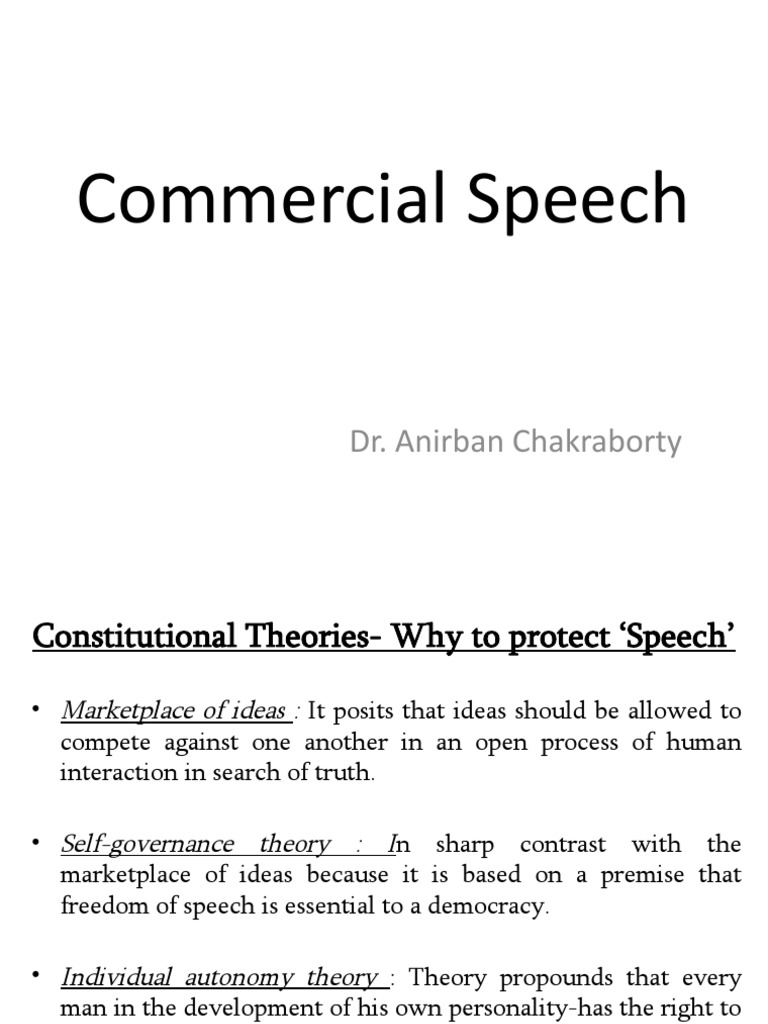 Commercial Speech Class | PDF | First Amendment To The United States ...