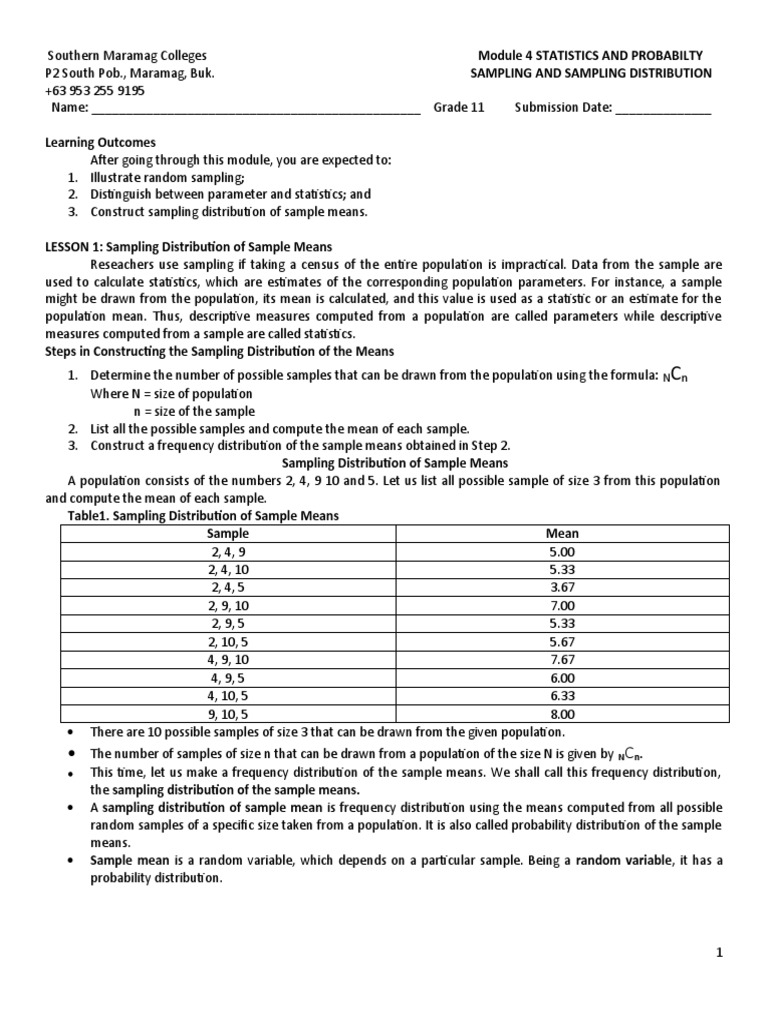 Grade11 Statistics and Probabilty - Module 4 | PDF | Standard Deviation ...