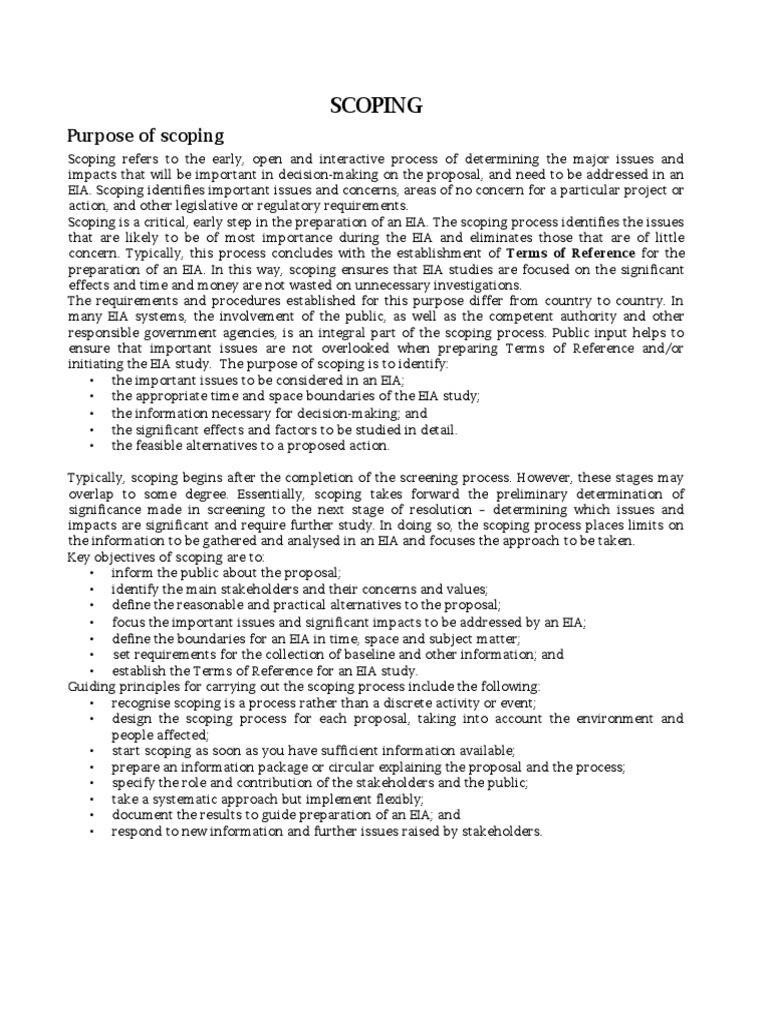 EIA. Scoping | PDF | Environmental Impact Assessment | Risk
