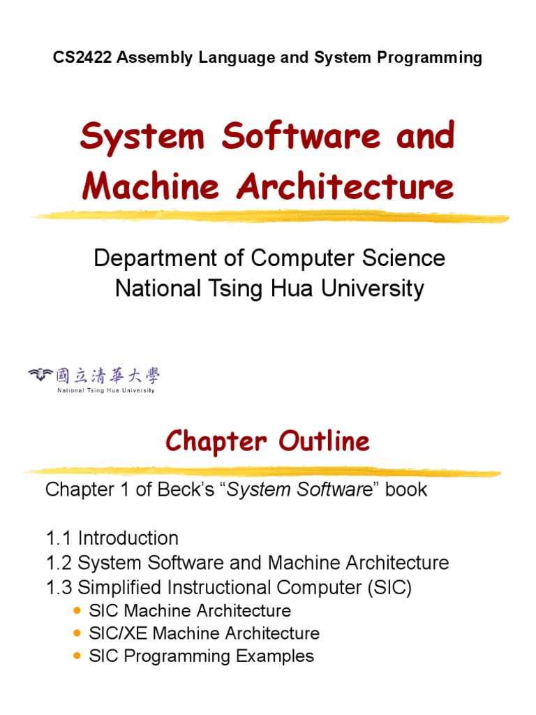System Software and Machine Architecture: Department of Computer ...