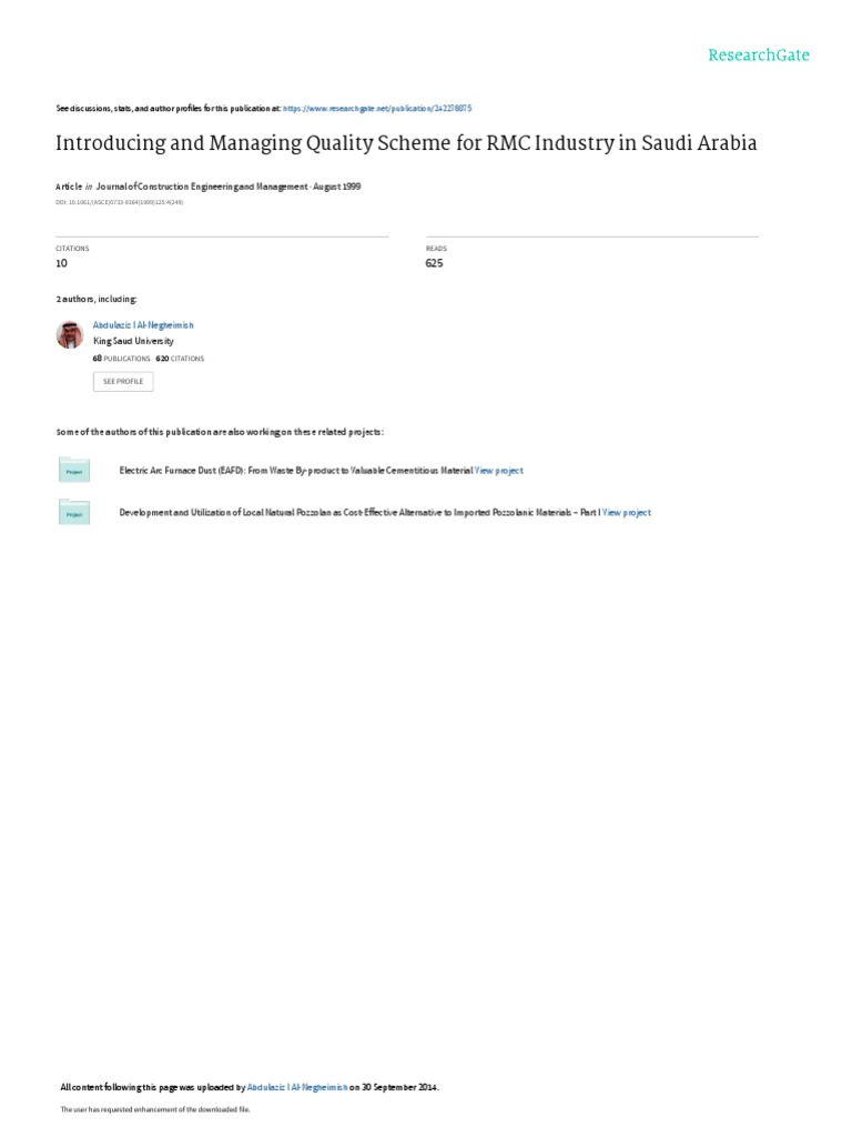 Introducing and Managing Quality Scheme For RMC in | PDF | Saudi Arabia ...