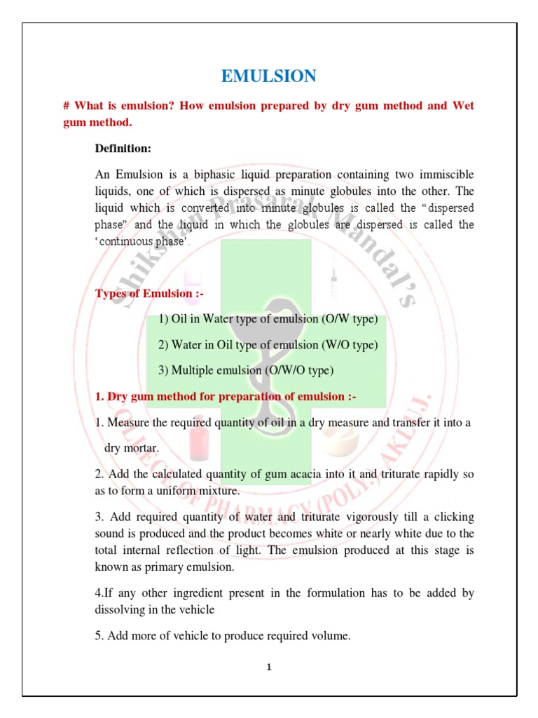 Emulsion: # What Is Emulsion? How Emulsion Prepared by Dry Gum Method ...