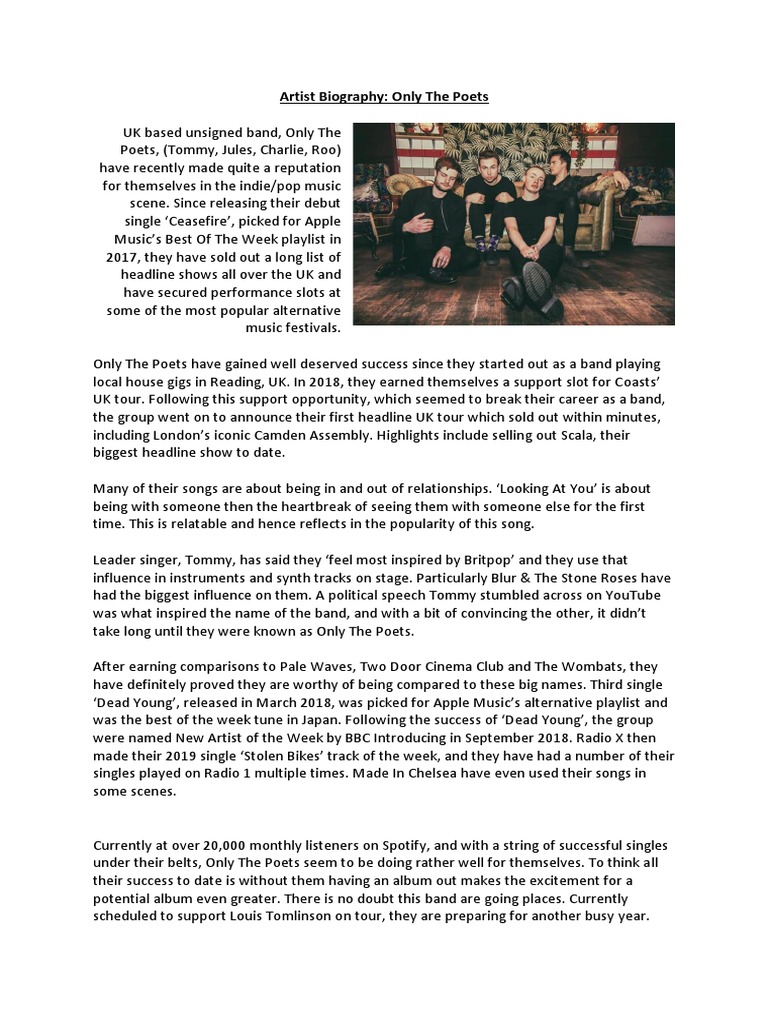OTP Biography & Press Release | PDF | Spotify | Alternative Rock