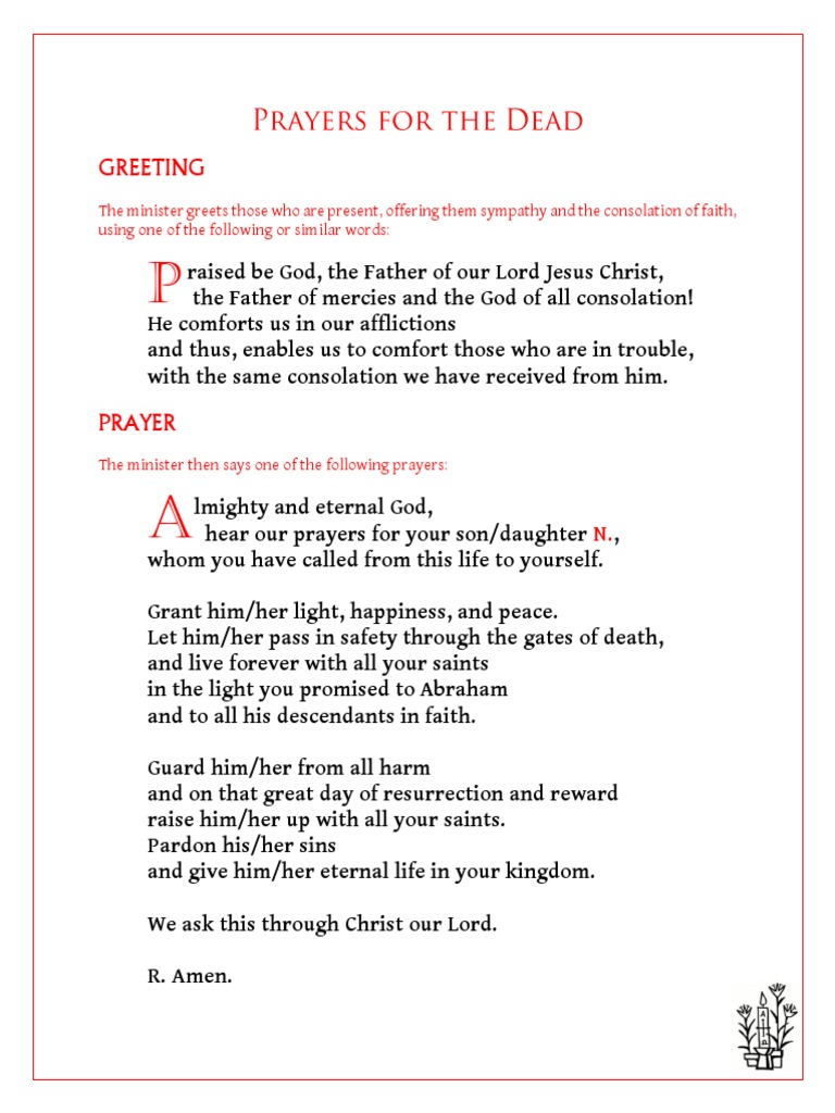 Prayers For The Dead | PDF | Lazarus Of Bethany | Lord's Prayer