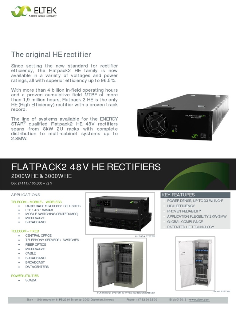 Datasheet Flatpack2 48V HE Rectifiers | PDF | Rectifier | Information And Communications Technology