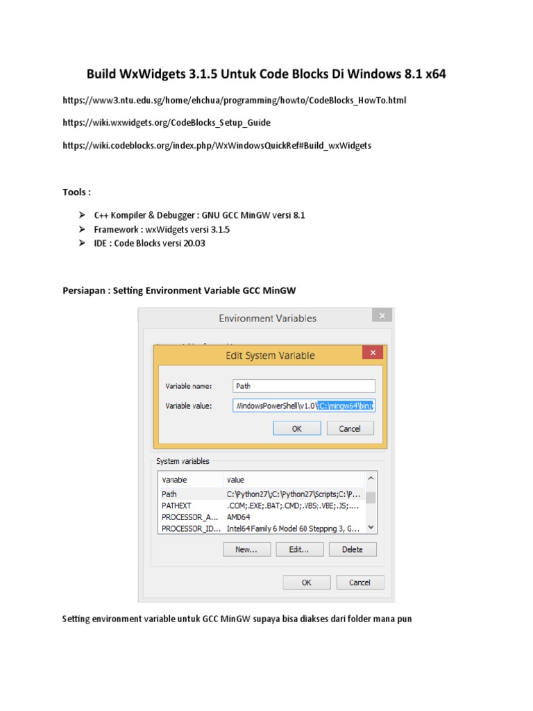 Build WxWidgets 3.1.5 Untuk GCC MinGW & Code Blocks Di Windows 8 | PDF ...
