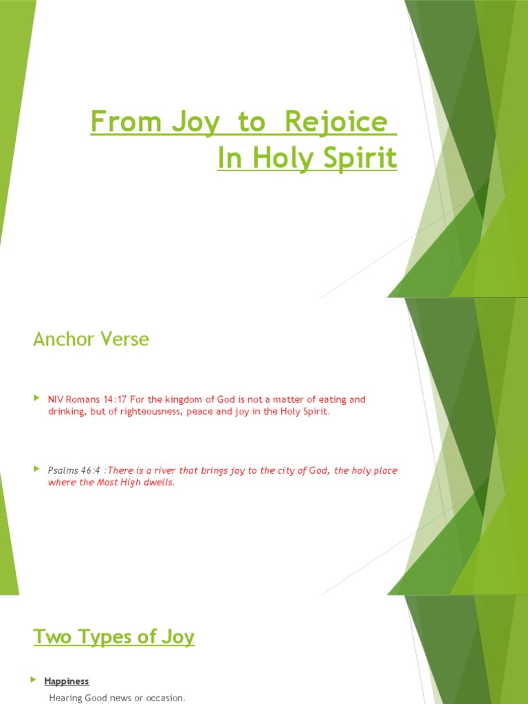 Joy To Rejoice in HolySpirit | PDF | Fruit Of The Holy Spirit ...