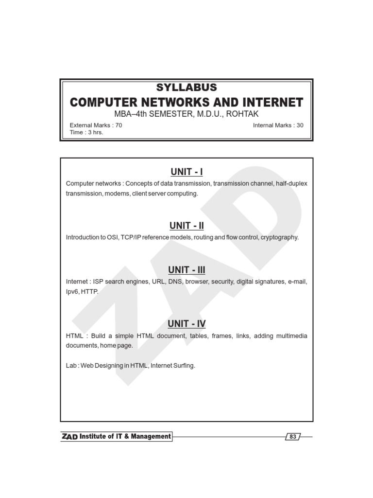 Computer Networks & Internet Syllabus | PDF | Network Topology | Duplex ...