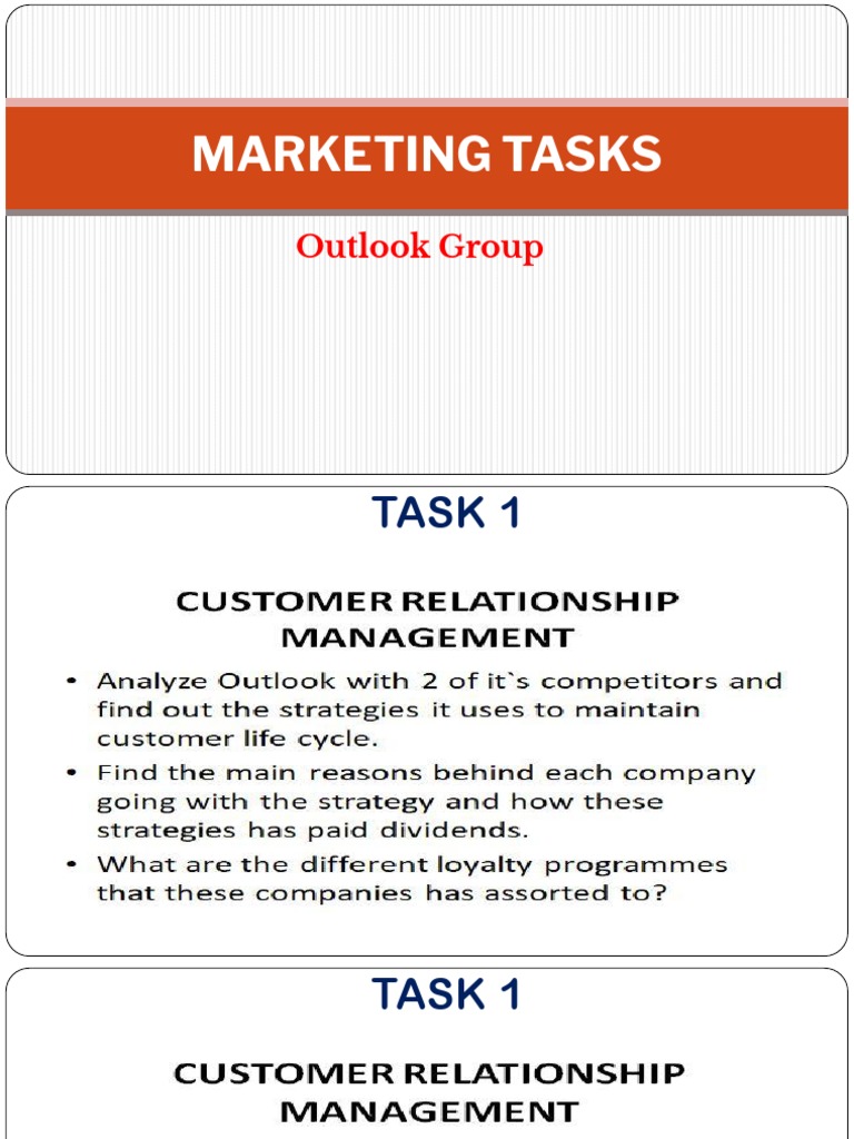 Marketing Tasks: Outlook Group | PDF