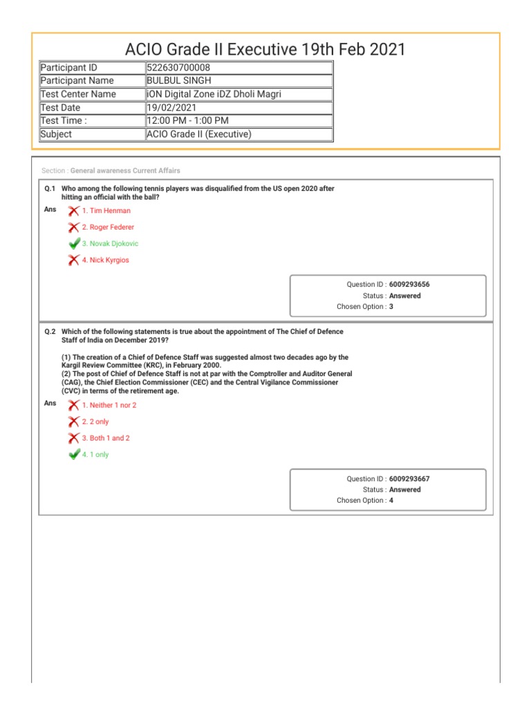 Ib Acio - Answer Key | PDF | Percentage