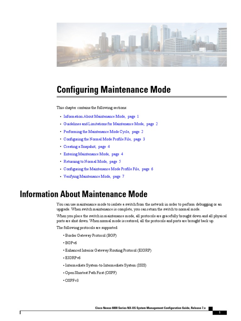 Configuring Maintenance Mode | PDF | Router (Computing) | Internet ...