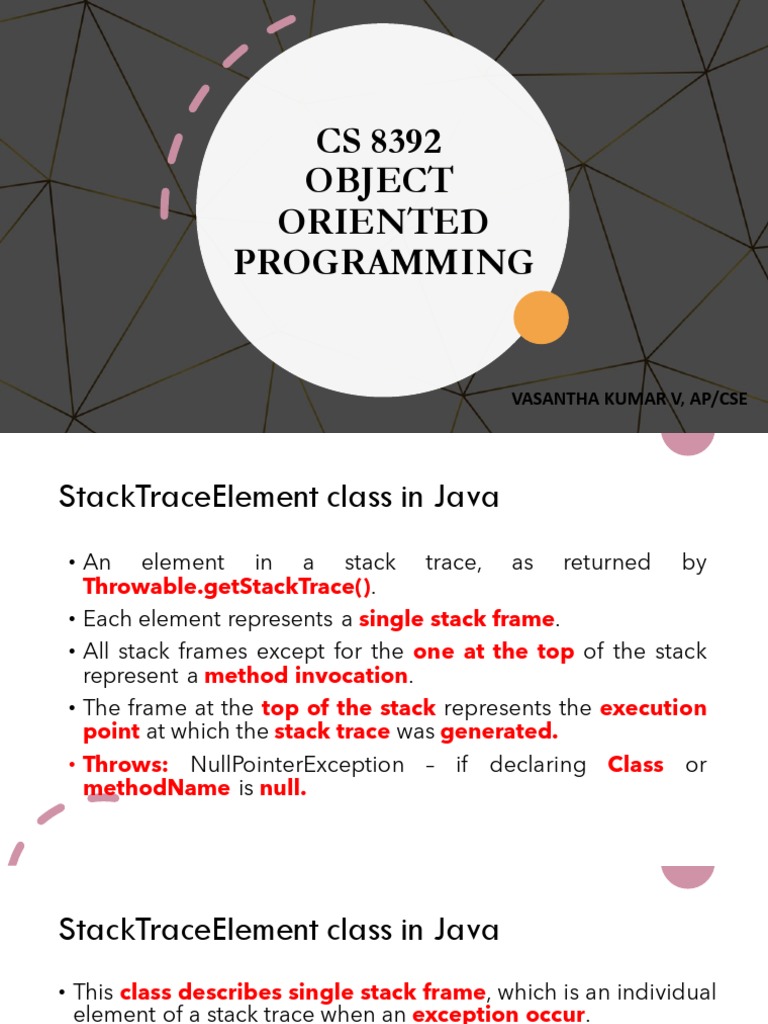 CS8392 - Oop - Unit - 3 - PPT - 3.2 | PDF | Method (Computer ...