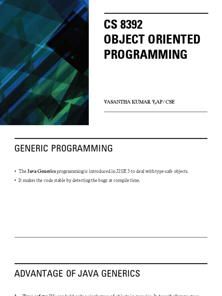 Advantages of Java Generics in OOP | PDF | Parameter (Computer ...