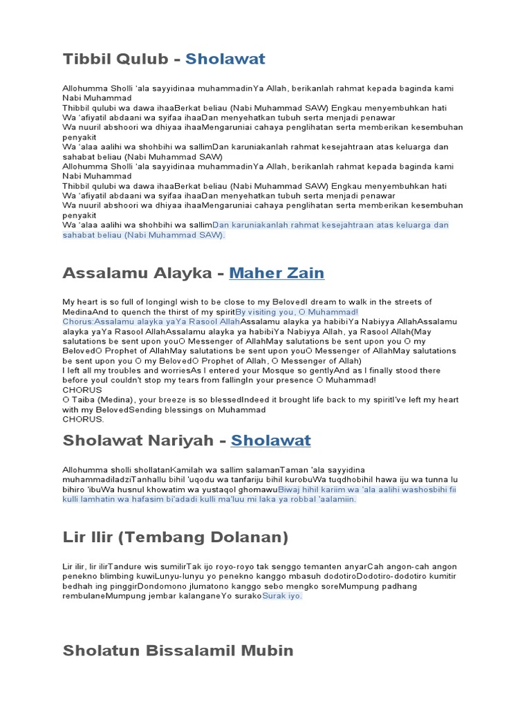 Tibbil Qulub - : Sholawat | PDF | Prophets And Messengers In Islam ...