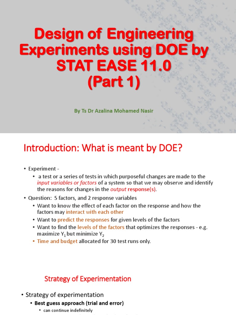 Design of Engineering Experiments Using DOE by STAT | PDF | Analysis Of ...