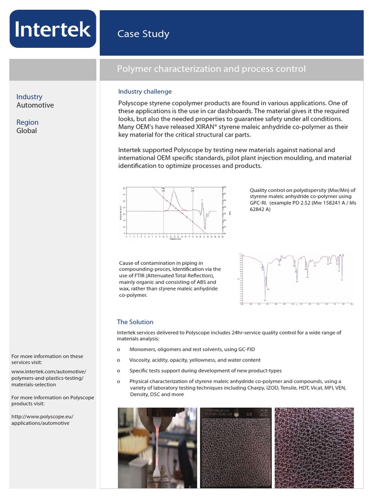 Case Study: Polymer Characterization and Process Control | PDF | Copolymer | Polymer Chemistry