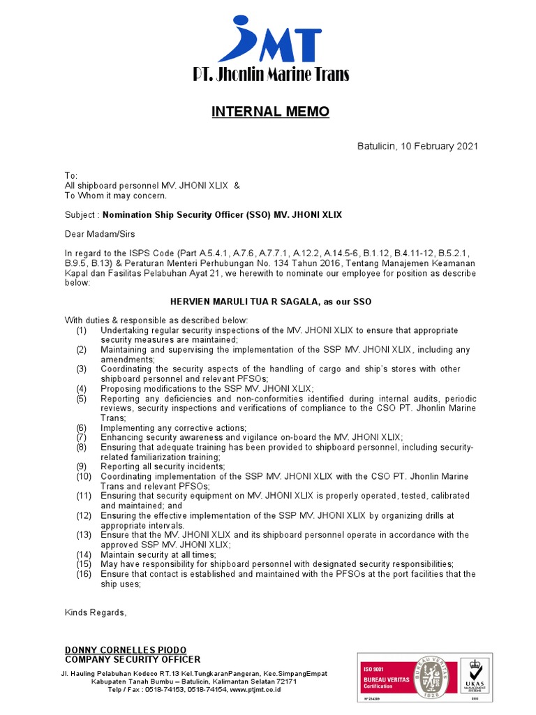 Assignment Letter For SSO | PDF | Water Transport | Shipping