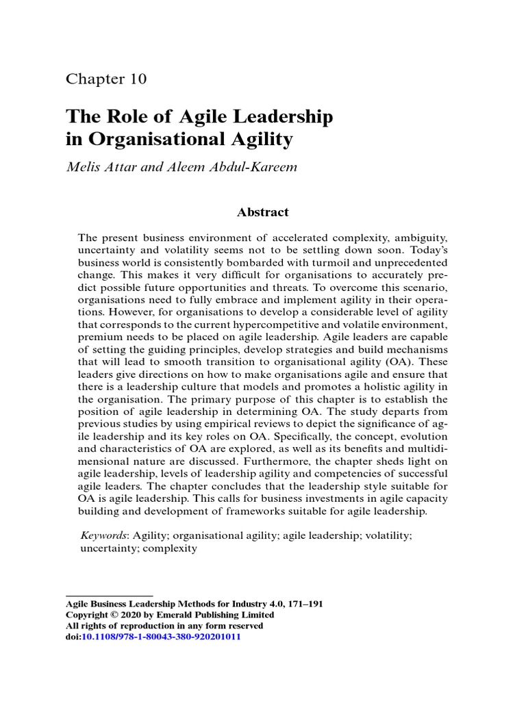 The Role of Agile Leadership | PDF | Agile Software Development ...