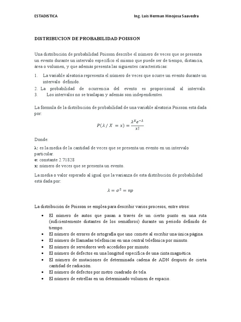 Distribución de Probabilidad Poisson | PDF | Distribución de veneno ...