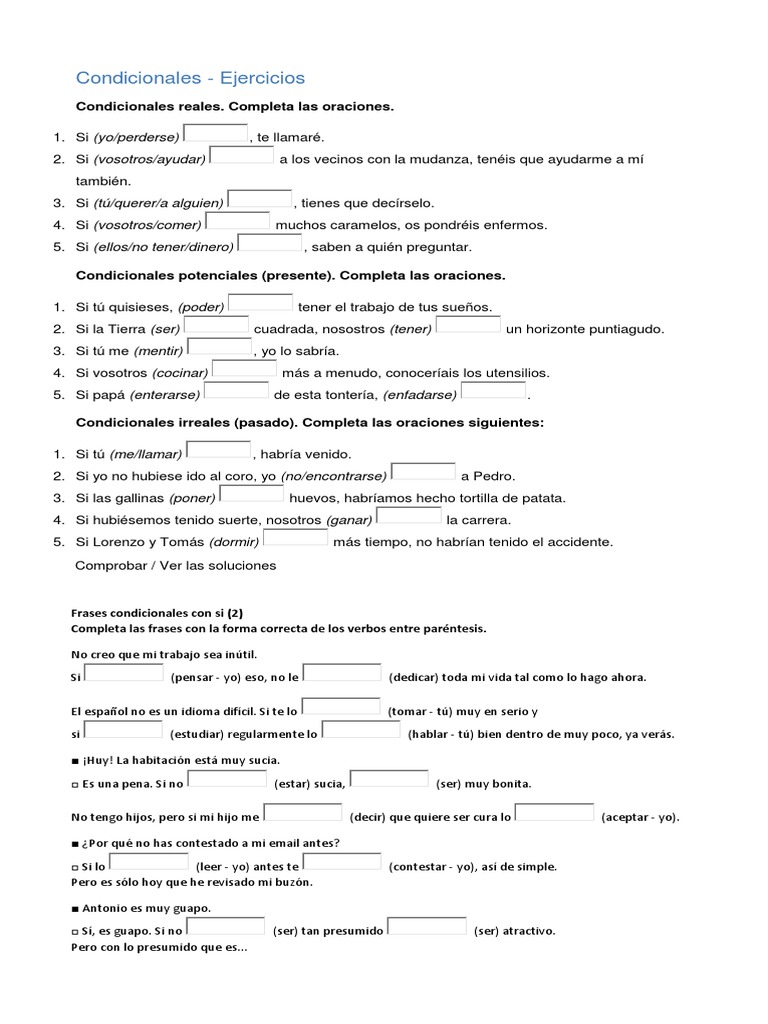 Condicionales Ejercicios | PDF | Hotel