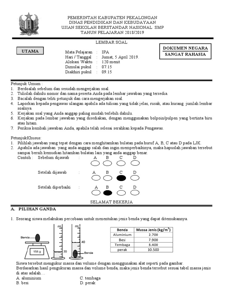 Soal Usbn Utama 1819, Kunci Dan Rubrik | PDF