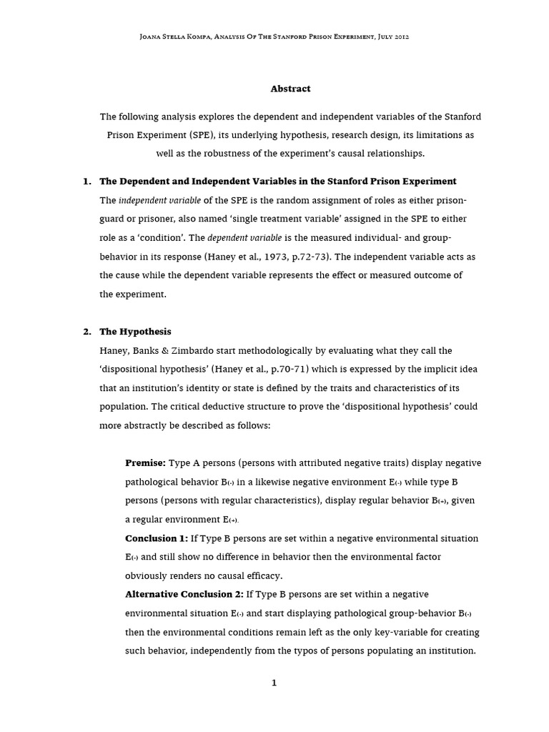 An In-Depth Analysis and Critique of the Stanford Prison Experiment ...