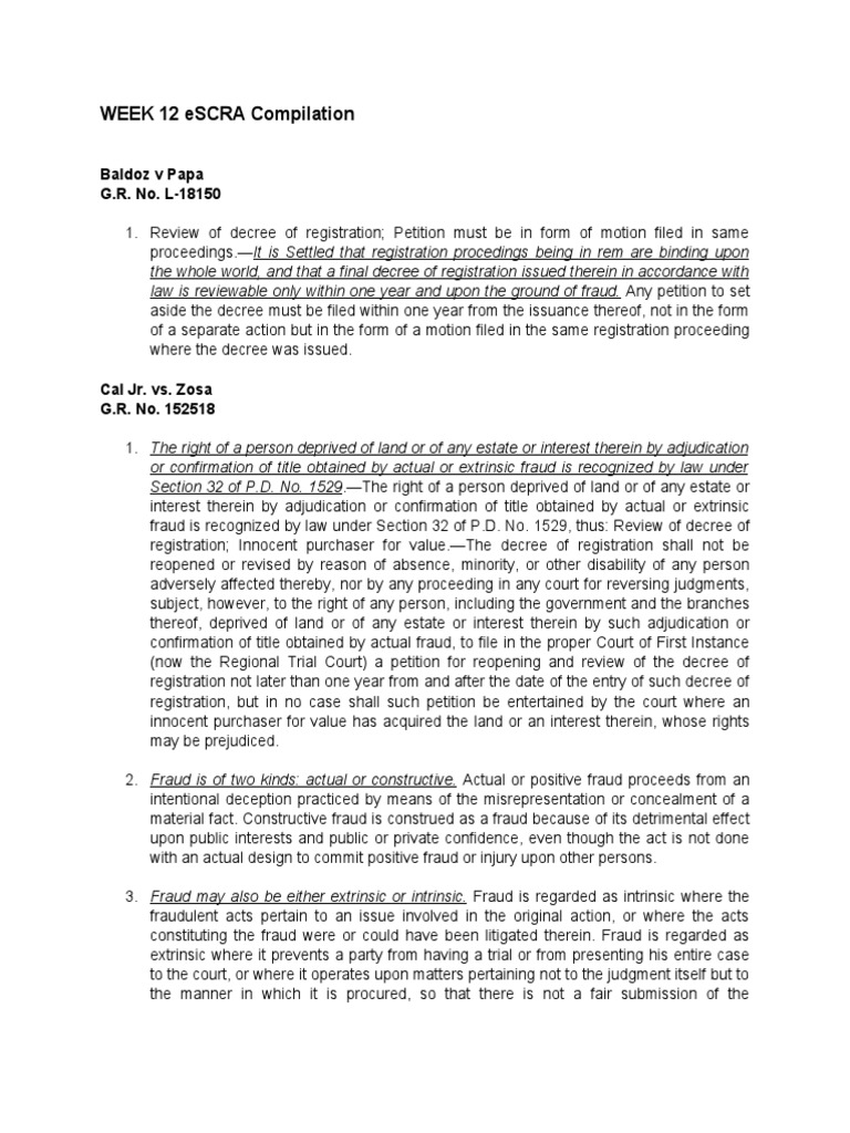 WEEK 12 eSCRA Compilation: Baldoz V Papa G.R. No. L-18150 | PDF ...