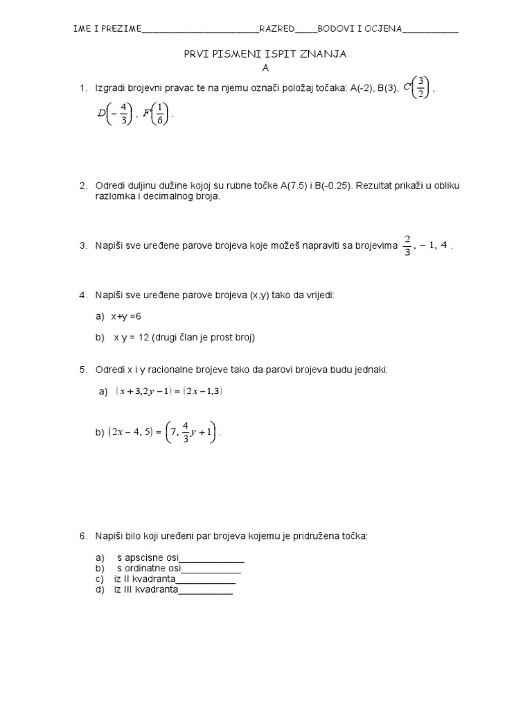 Prvi Pismeni Ispit Znanja | PDF