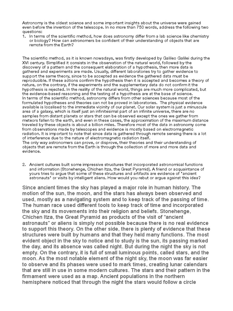 Astronomy - Writing Assignment 1 | PDF | Astronomy | Hypothesis