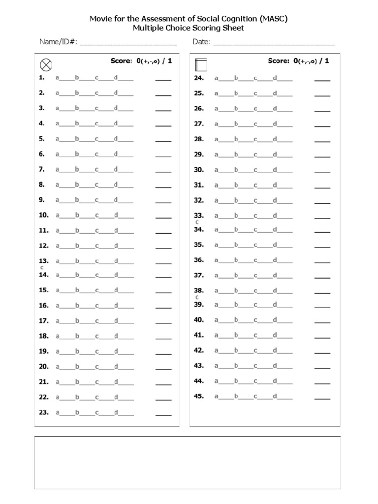 MASC Scoring Sheet | PDF | Games & Activities
