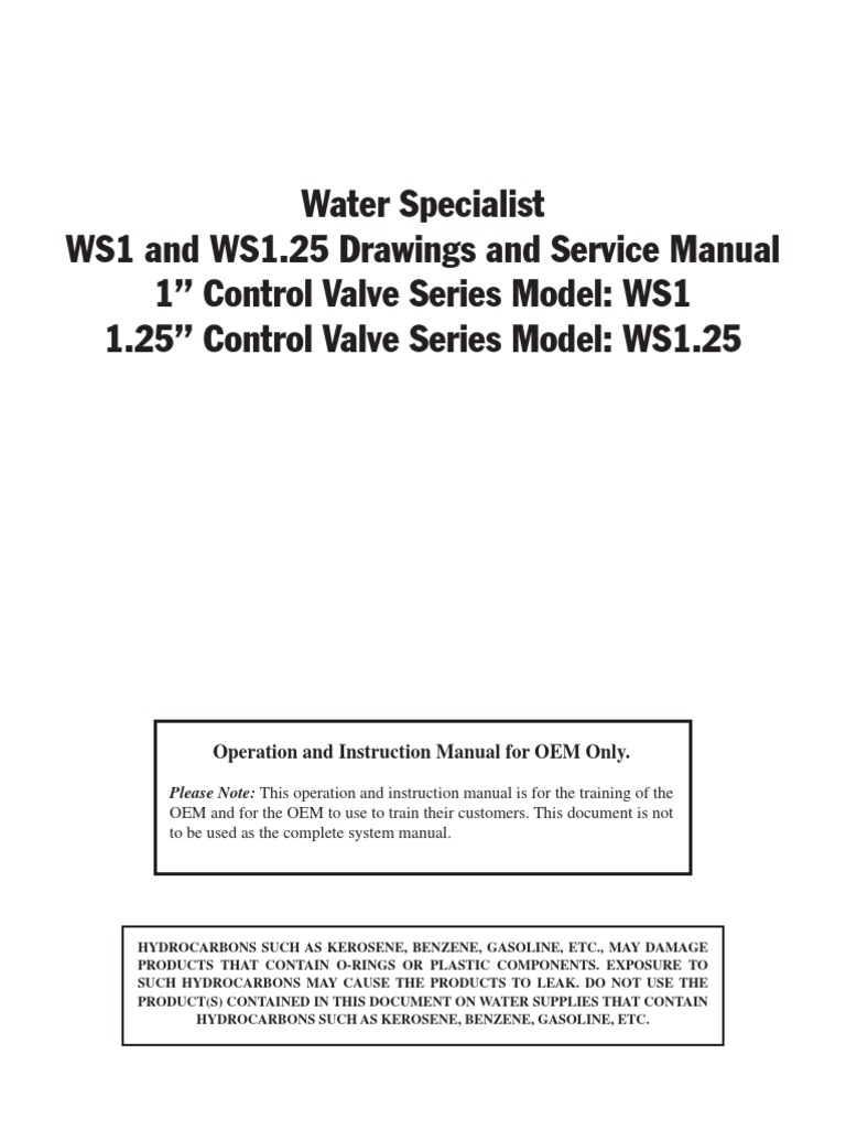 Clack-WS1 1.25 Drawings and Service Manual | PDF | Valve | Distributor