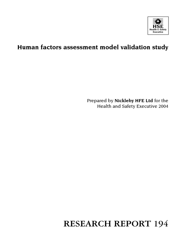 Human Factors Assessment Model Validation Study | PDF | Human Factors ...