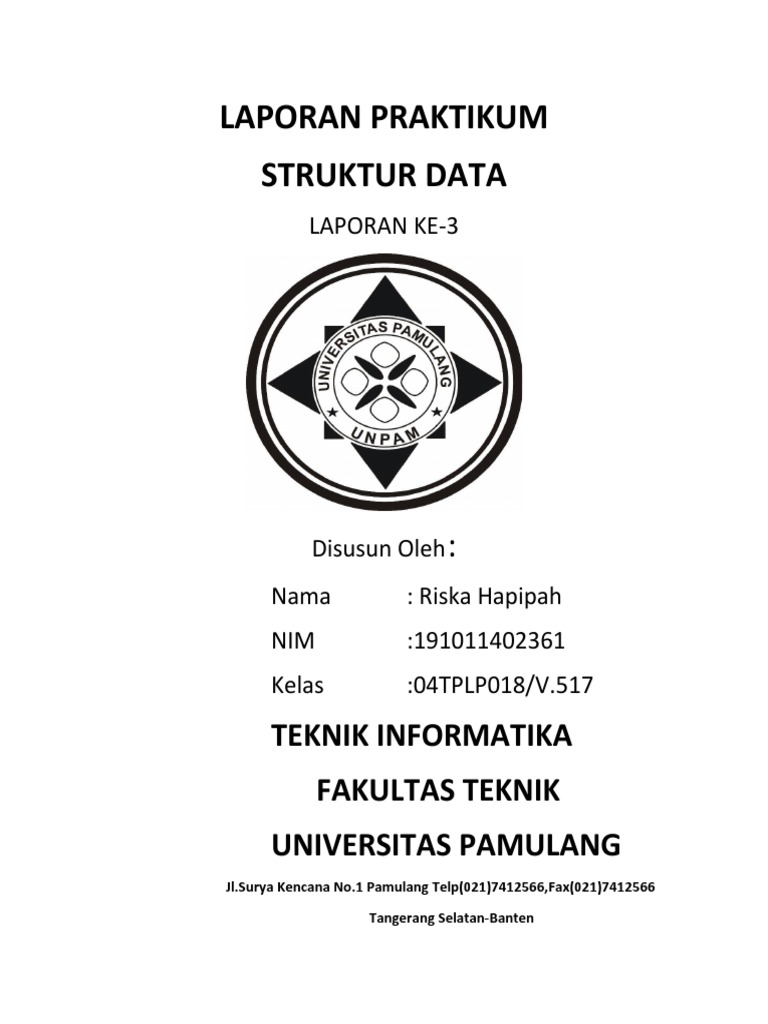 Laporan Praktikum Struktur Data Riska Hapipah Pointer | PDF