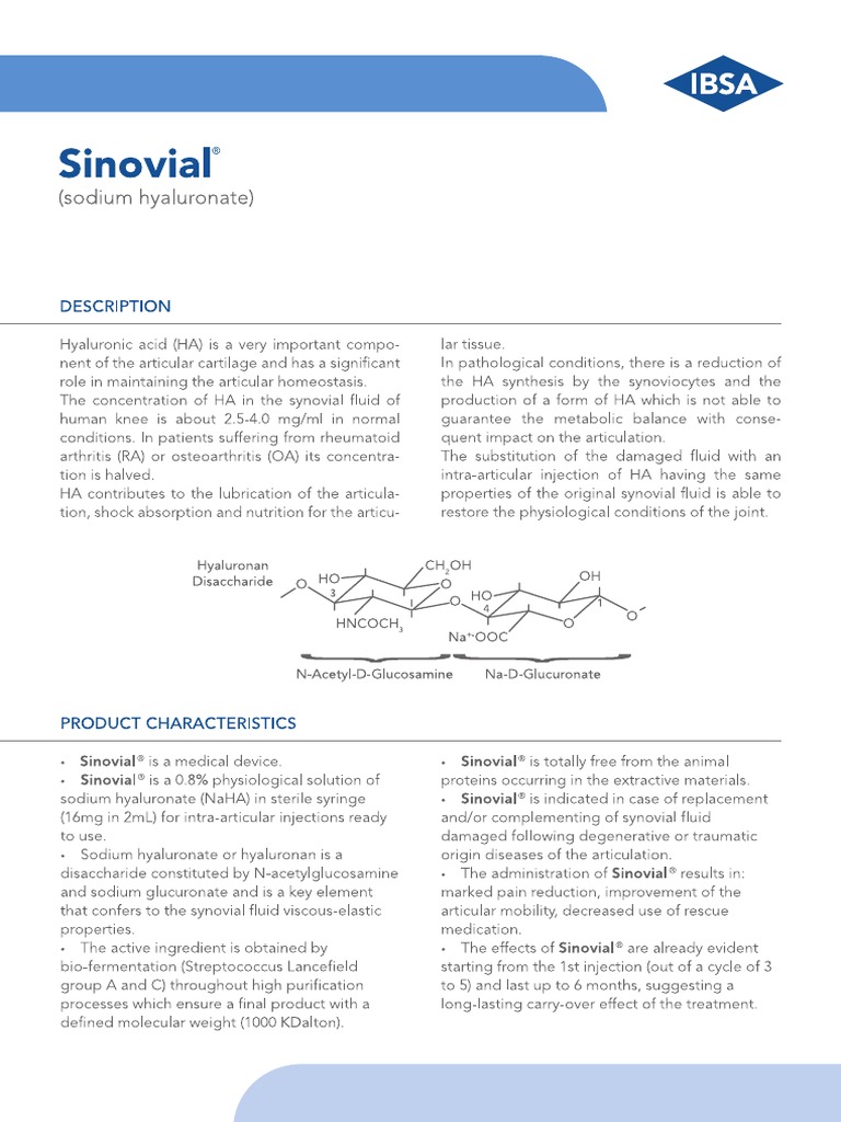 SINOVIAL Product Information | PDF