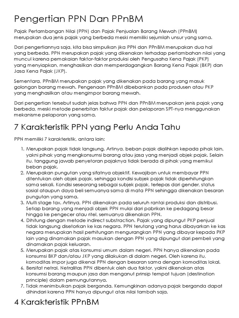 Perbedaan PPN Dan PPNBM | PDF