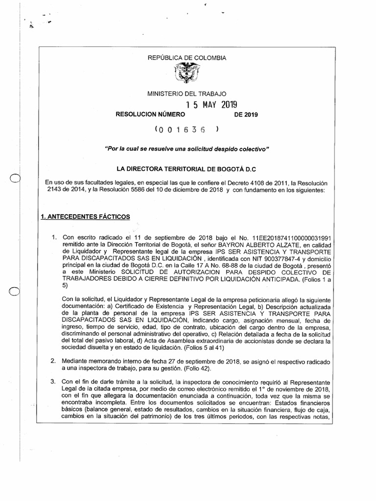 1636 Bayron Alberto Alzate Ips Ser Asistencia y Transporte para ...