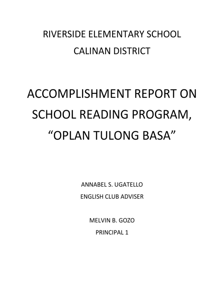 Accomplishment Report On Oplan Tulong Basa | PDF