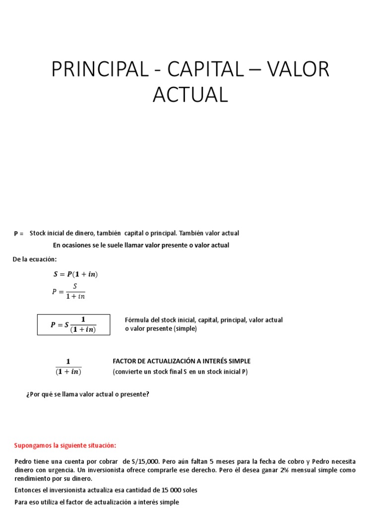 Principal - Capital - Valor Actual | PDF | Economias | Enseñanza de ...
