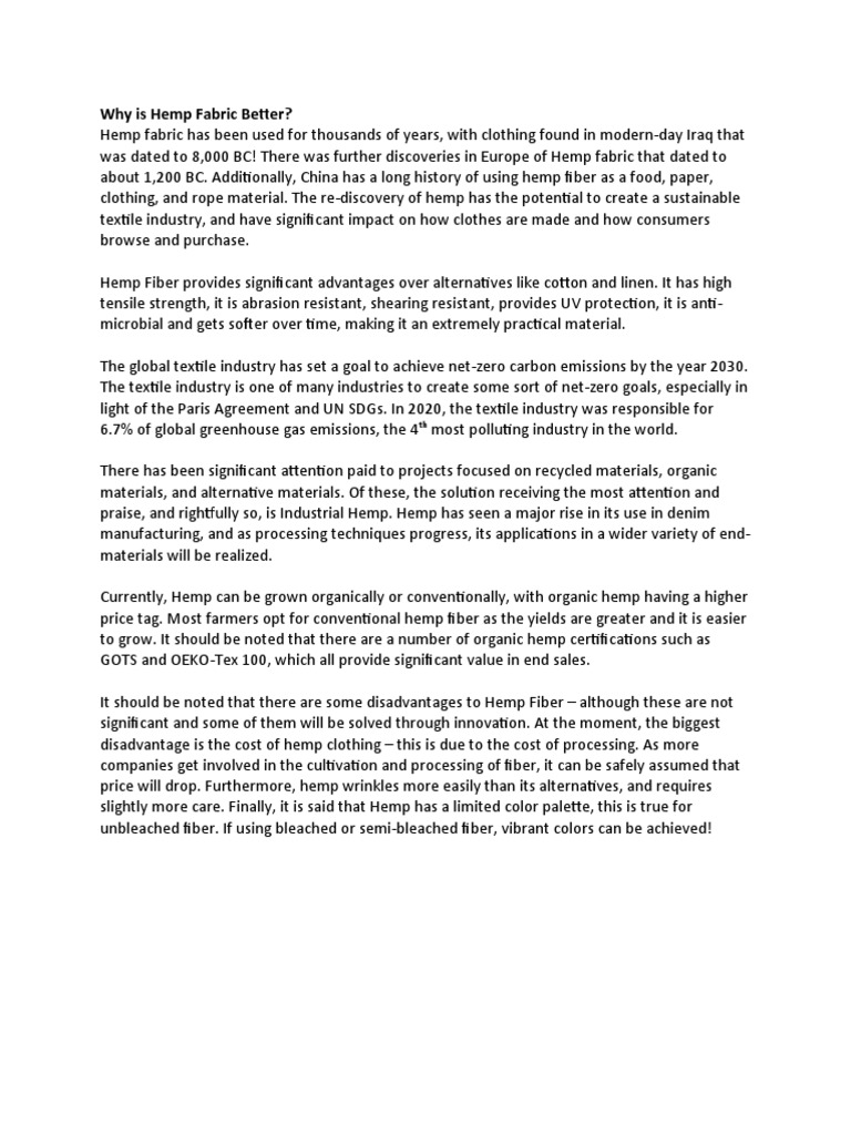 Hemp 101 - Textiles | PDF | Hemp | Textiles