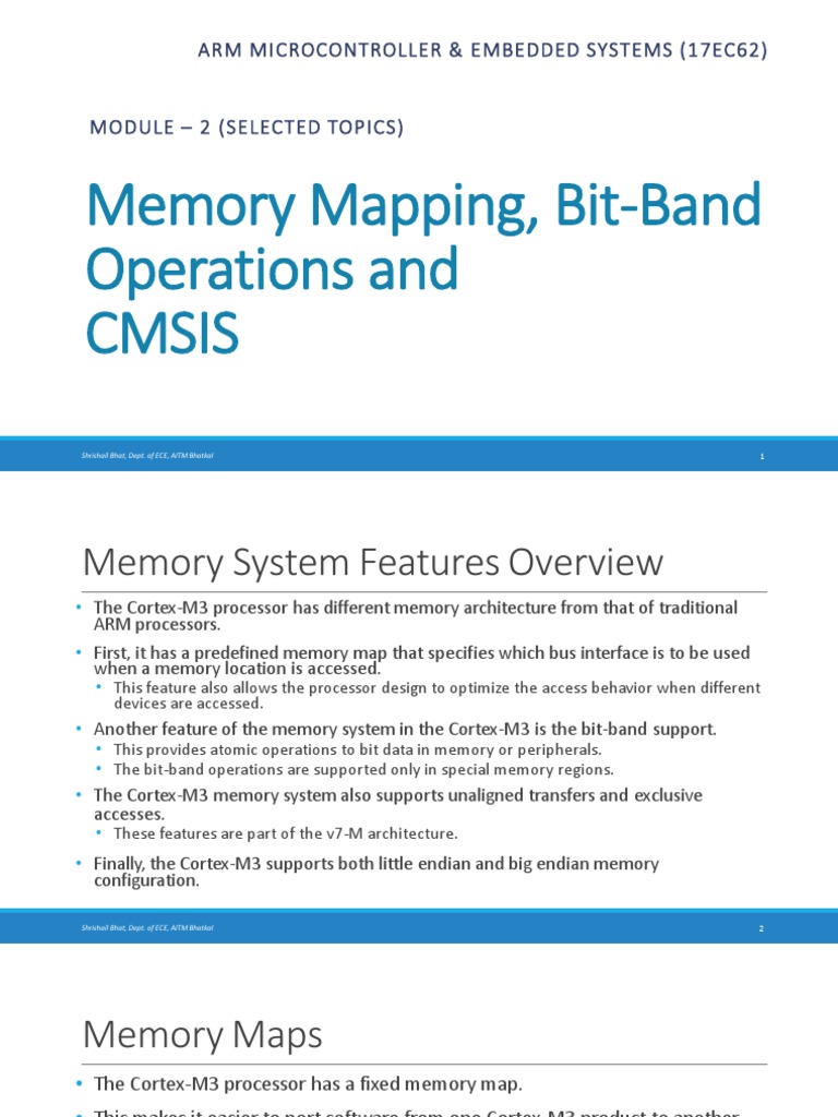 Memory Mapping, Bit-Band Operations and Cmsis: Arm Microcontroller & Embedded Systems (17ec62 ...