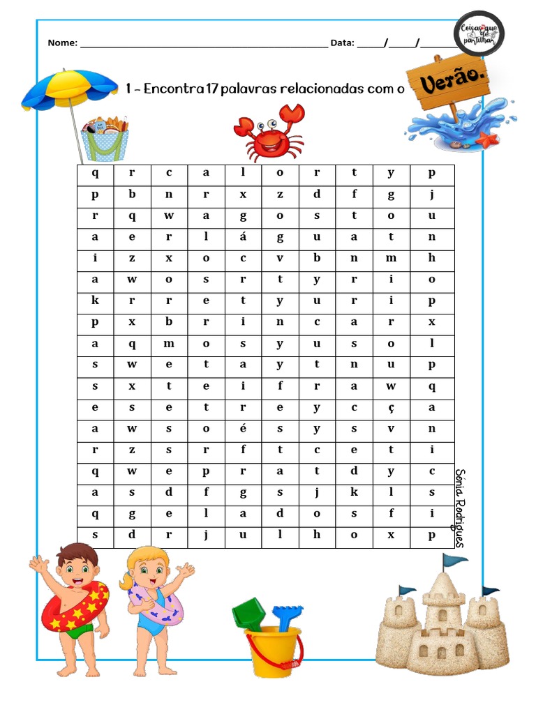 Sopa de Letras Da Palavra Verão | PDF | Natureza