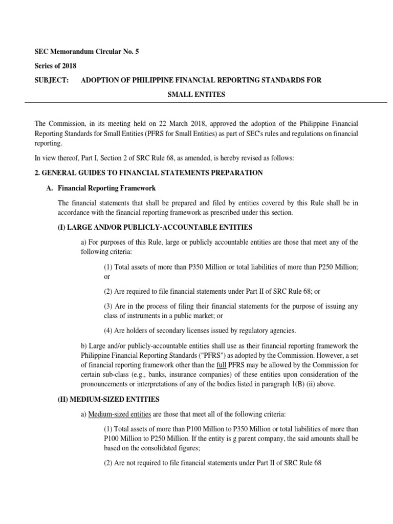 SEC Memorandum Circular No 5 | PDF | Financial Statement ...