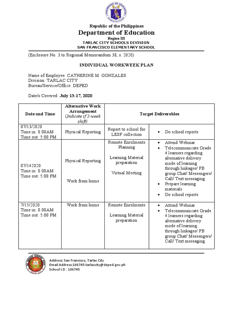 Weekly Work Plan & Report July 2020 | PDF | Computer Mediated ...