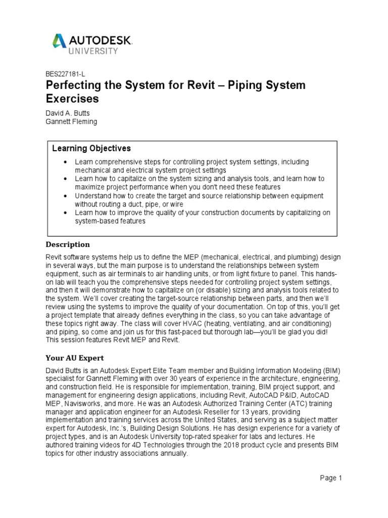 Revit Piping System Setup Guide | PDF | Autodesk Revit | Plumbing