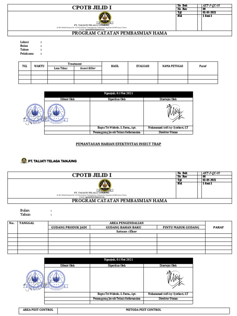 AKT-F-QC-03 Form Pest Control | PDF
