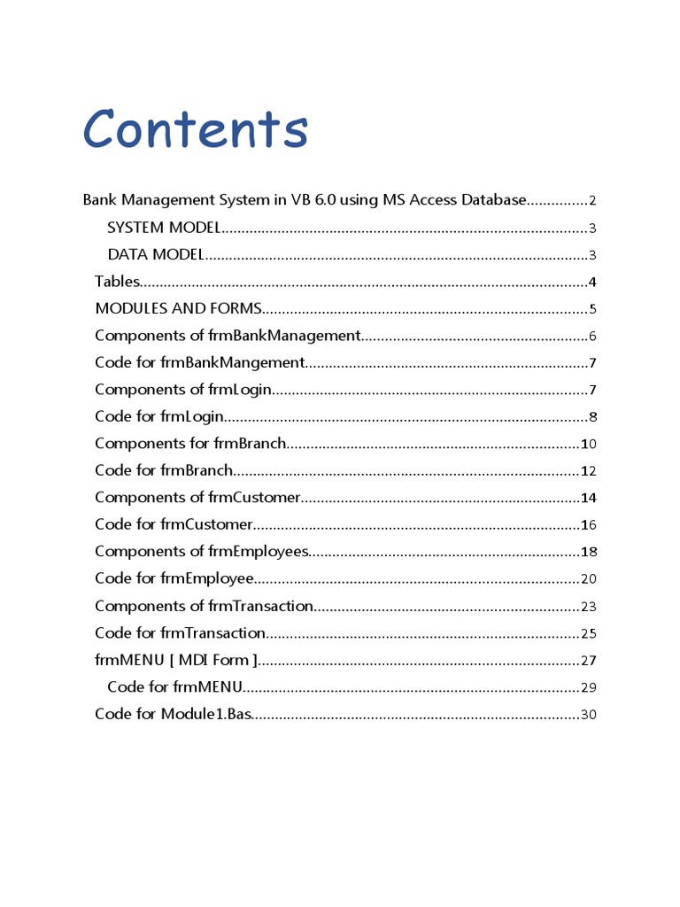 Bank Management System in VB 6 | PDF | Microsoft Access | Databases
