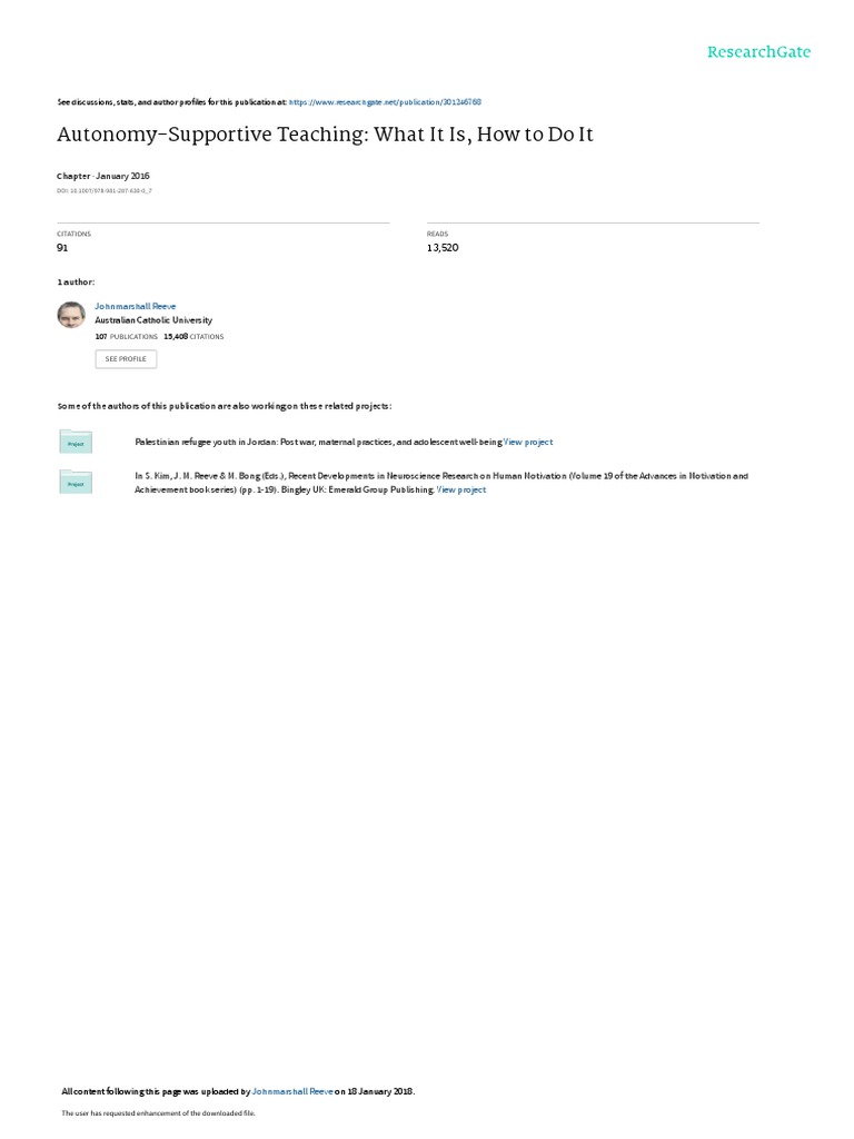 Autonomy-Supportive Teaching: What It Is, How To Do It: Johnmarshall ...