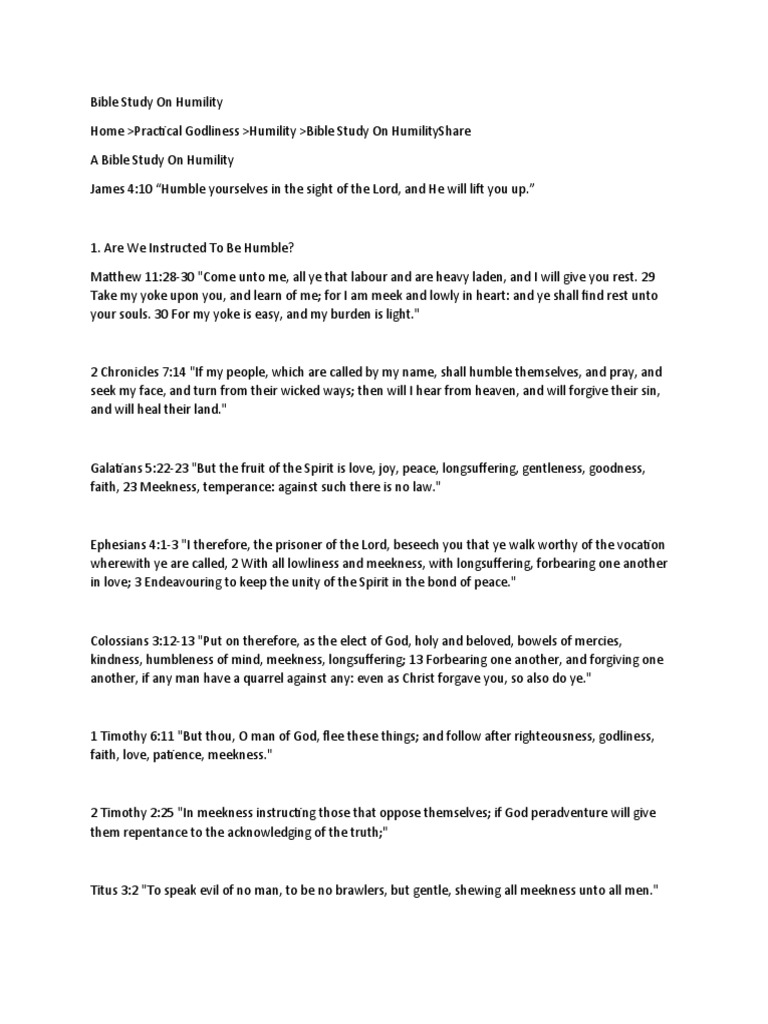 Bible Study On Humility | PDF | Humility | Bible Content