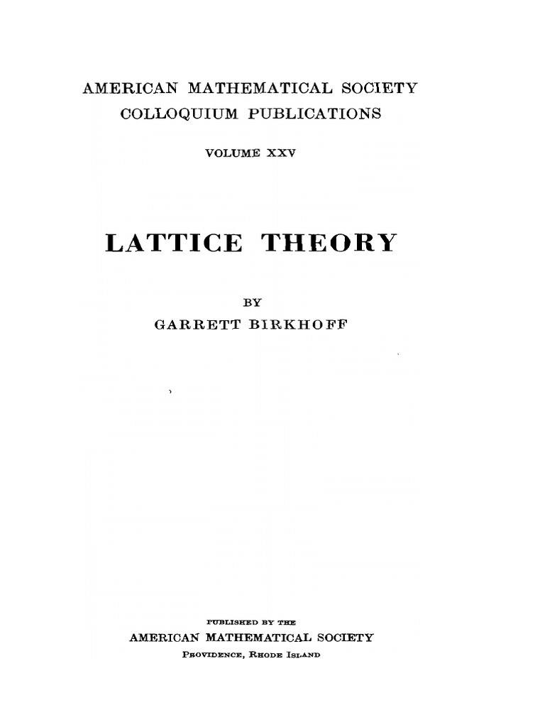 Garrett Birkhoff-Lattice Theory-American Mathematical Society (1967) | PDF